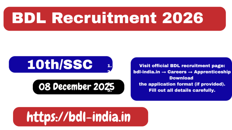 BDL Recruitment 2026 – Apply Online for 150+ Apprentice & Other Posts ...